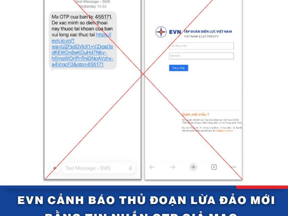 Nhiều người mất tiền, EVN cảnh báo thủ đoạn lừa đảo bằng tin nhắn OTP